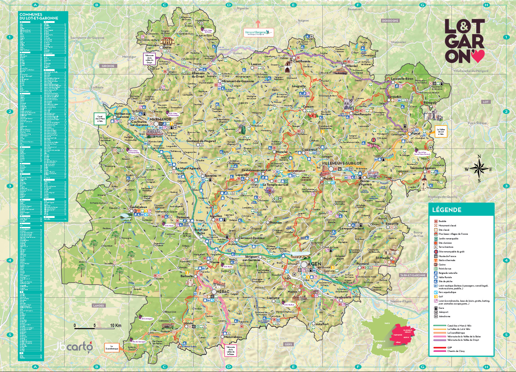 Cartes touristique et de cyclotourisme du Lot-et-Garonne- JB Carto